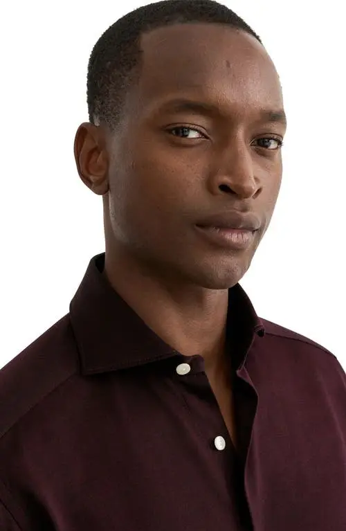 Eton Slim Fit Filo Di Scozia Cotton Jacquard Shirt - Medium Red