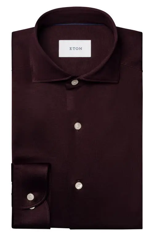 Eton Slim Fit Filo Di Scozia Cotton Jacquard Shirt - Medium Red