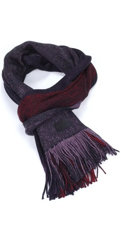 MIO MARINO King Striped Knit Scarf - Multi Purple