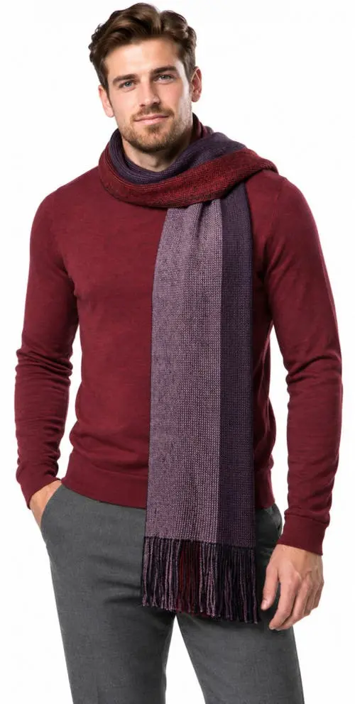 MIO MARINO King Striped Knit Scarf - Multi Purple