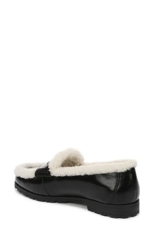 Veronica Beard Penny Lug Loafer With Genuine Shearling Trim