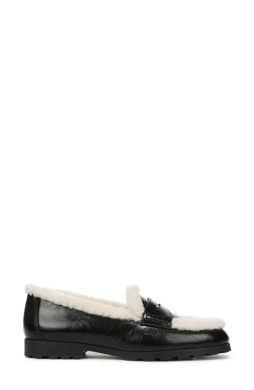 Veronica Beard Penny Lug Loafer With Genuine Shearling Trim