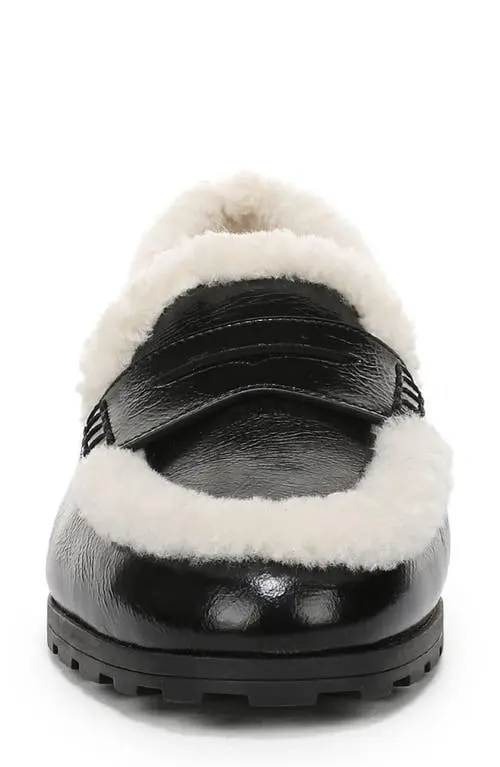 Veronica Beard Penny Lug Loafer With Genuine Shearling Trim
