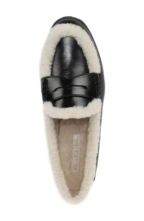 Veronica Beard Penny Lug Loafer With Genuine Shearling Trim