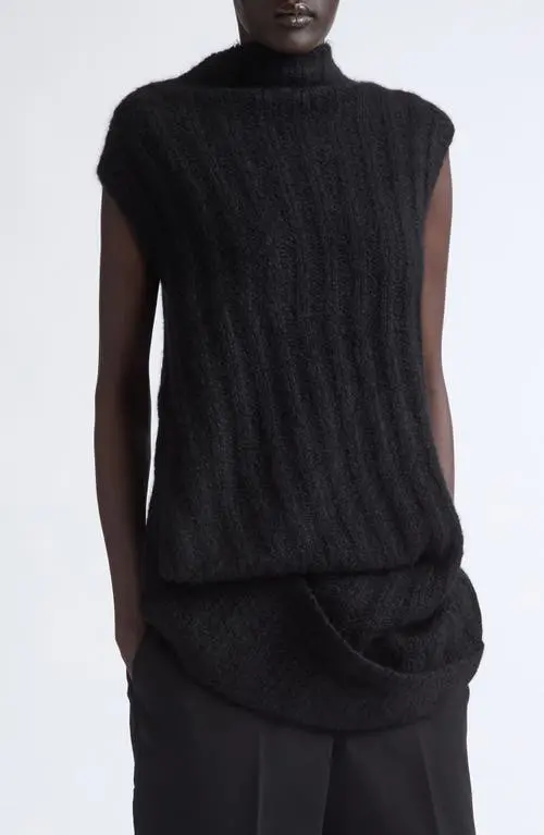 Rick Owens Babel Cashmere & Silk Ribbed Sweater - Black