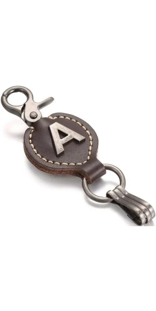 MIO MARINO Monogram Genuine Leather Keychain - Brown A
