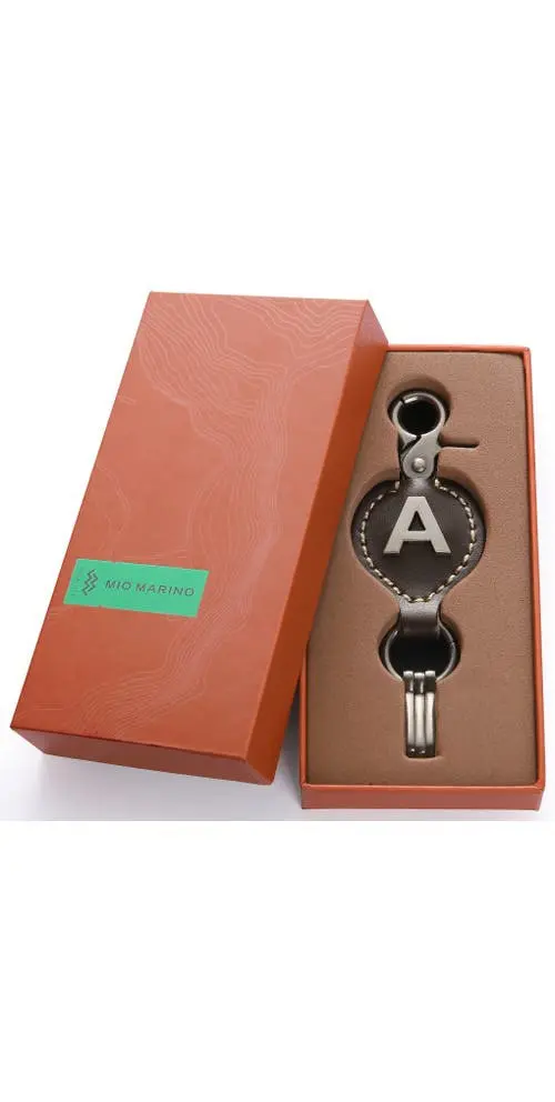 MIO MARINO Monogram Genuine Leather Keychain