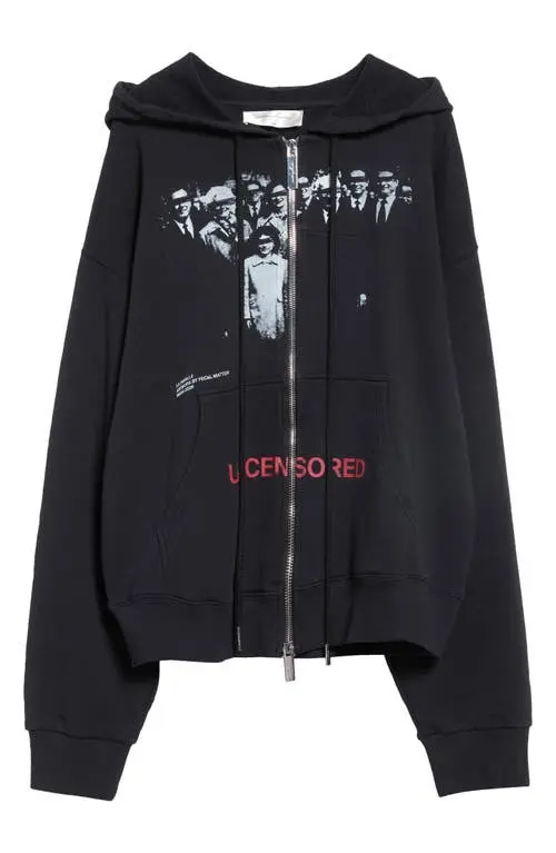 Matieres Fecales Family Graphic Full Zip Hoodie - Black