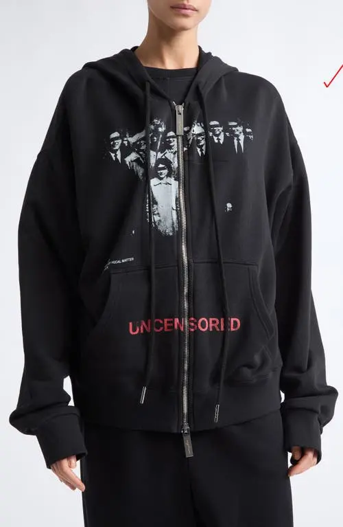 Matieres Fecales Family Graphic Full Zip Hoodie - Black