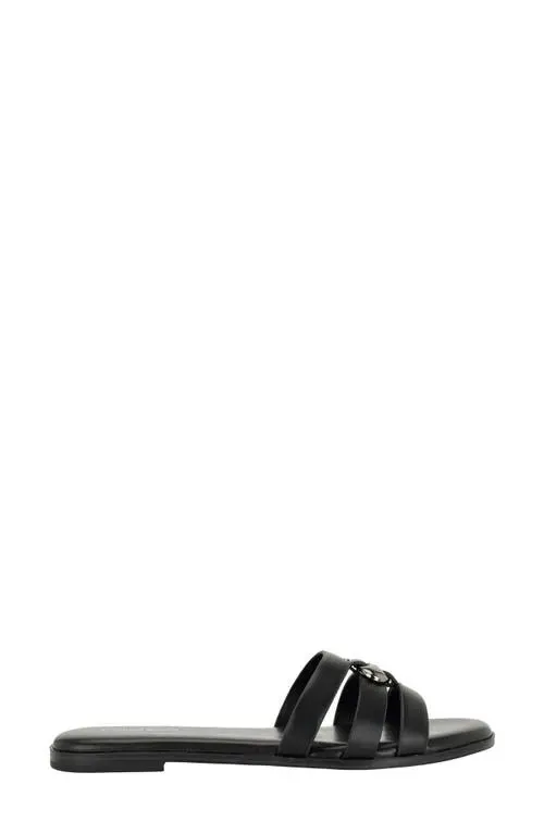 Calvin Klein Karra Faux Leather Slide Sandal - Black