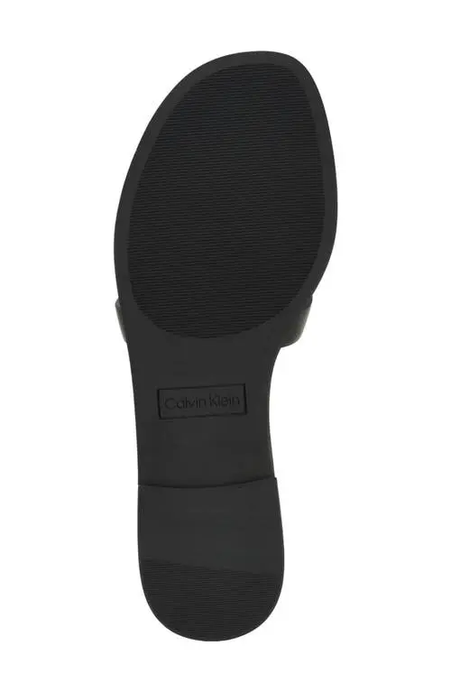Calvin Klein Karra Faux Leather Slide Sandal - Black