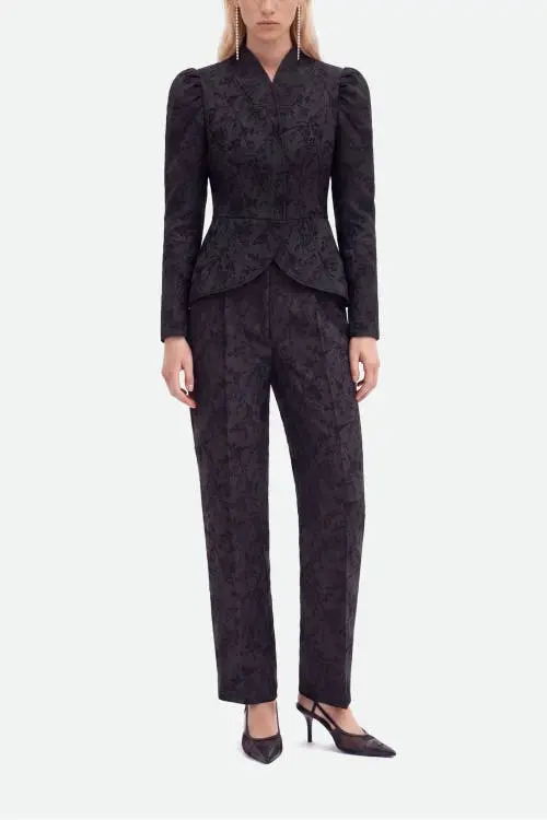 NOCTURNE Jacquard High Waist Carrot Trousers