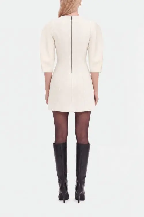 NOCTURNE Balloon Sleeve Seam Detail Mini Dress - Ivory
