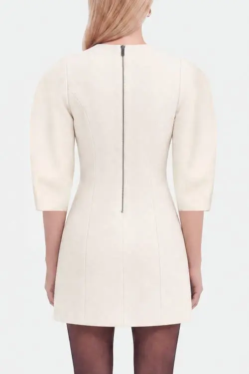 NOCTURNE Balloon Sleeve Seam Detail Mini Dress - Ivory