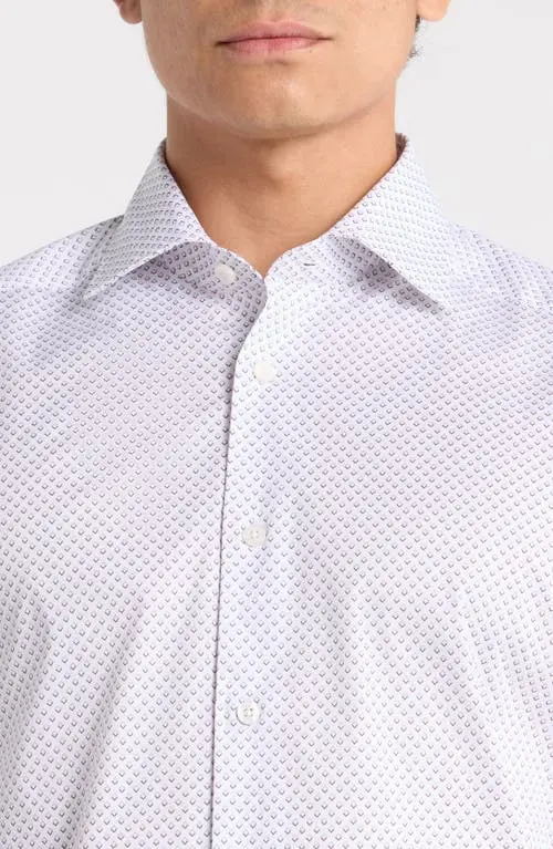 JACK VICTOR Diamond Print Stretch Cotton Button-up Shirt