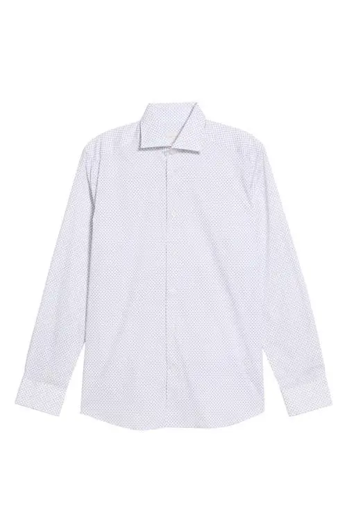 JACK VICTOR Diamond Print Stretch Cotton Button-up Shirt