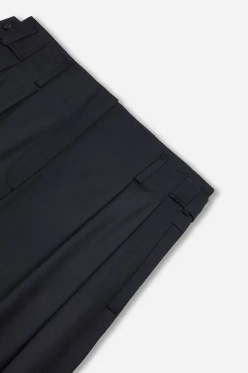 NOCTURNE Double Pleat Belted Trousers - Black
