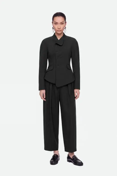 NOCTURNE Double Pleat Belted Trousers - Black