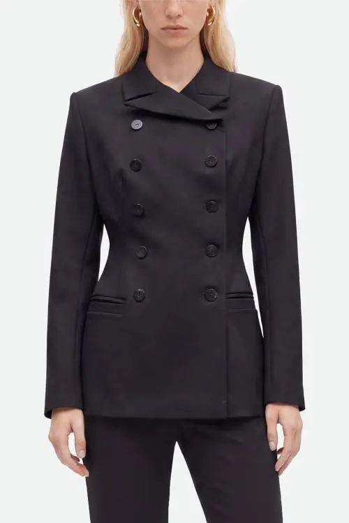 NOCTURNE Padded Shoulder Double Breasted Jacket