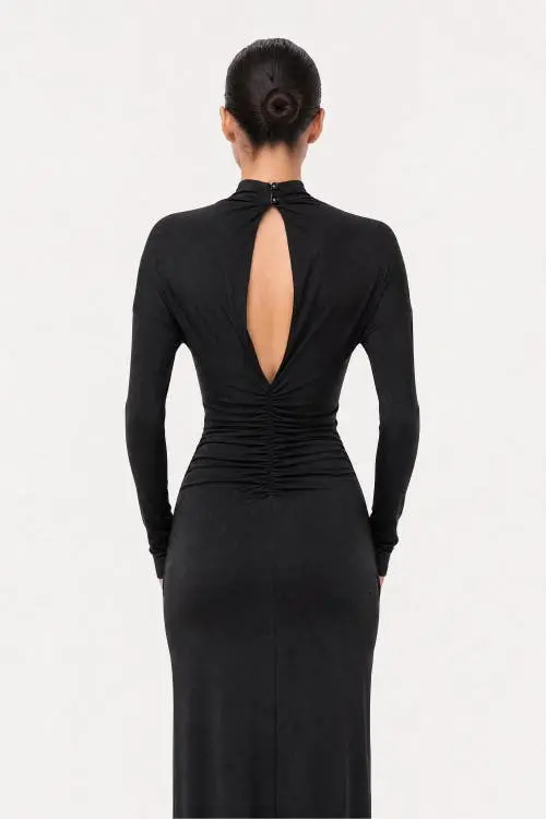 NOCTURNE Stone Detail Draped Maxi Dress