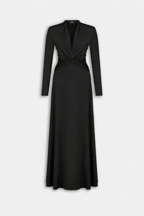 NOCTURNE Draped V Neck Maxi Dress