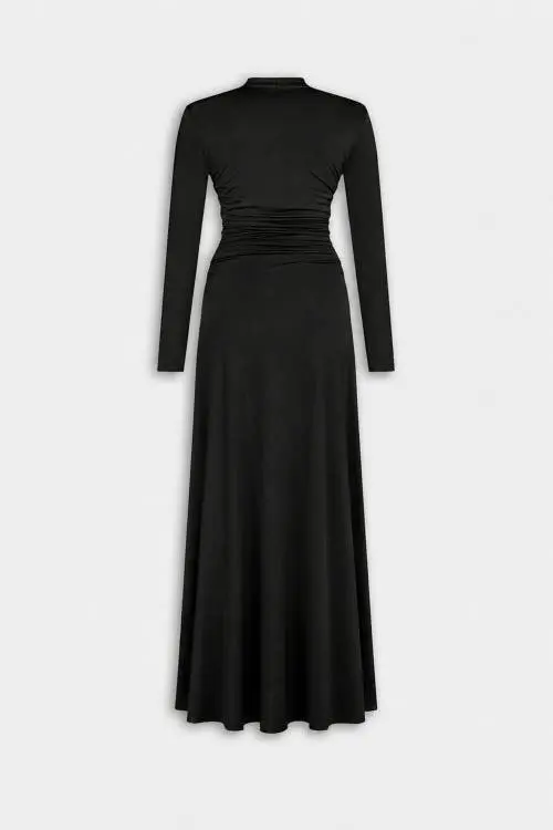 NOCTURNE Draped V Neck Maxi Dress