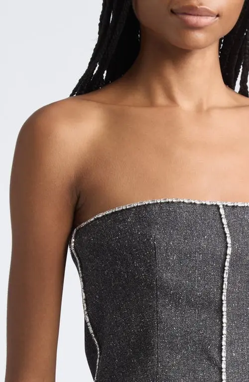 Alexander Wang Crystal Trim Strapless Bustier Top