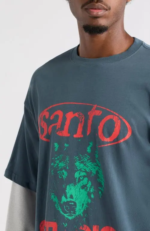 SANTO STUDIO Wolf Layered Graphic T-shirt