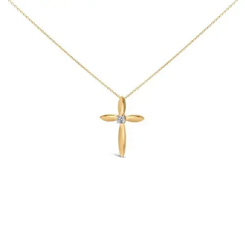 HAUS OF BRILLIANCE Gold Vermeil Diamond Accent Ribbon Pendant Necklace - Silver