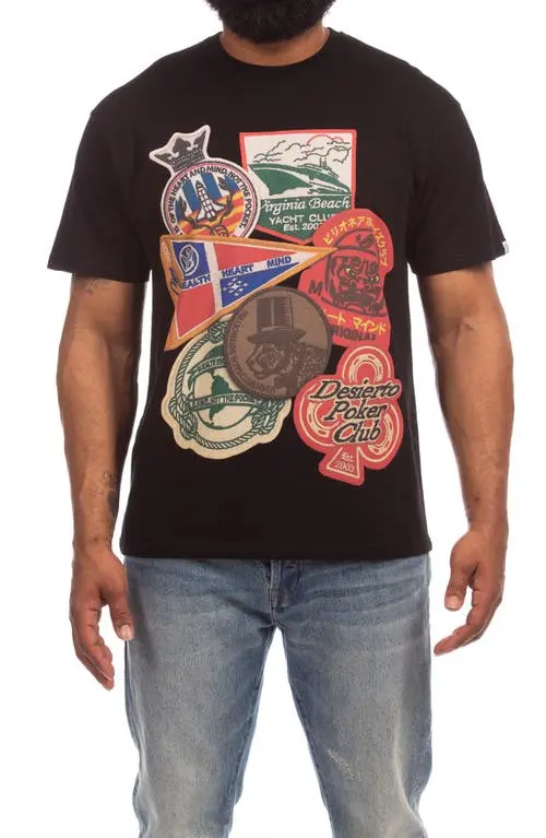 BILLIONAIRE BOYS CLUB Patches Cotton Graphic T-shirt - Black