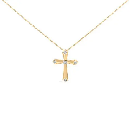 HAUS OF BRILLIANCE Gold Vermeil Diamond Accent 5 Point Cross Pendant Necklace - Silver