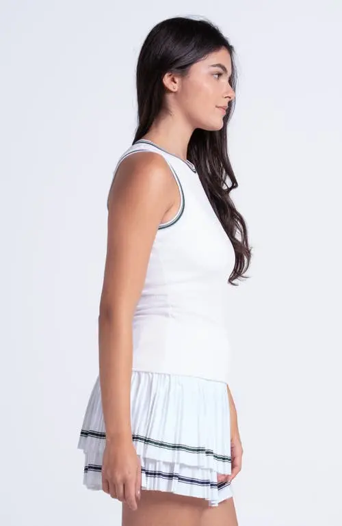 Lucky In Love Preppy Court Tank - White