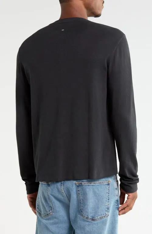 Rag & Bone Textured Knit Long Sleeve Henley - Black