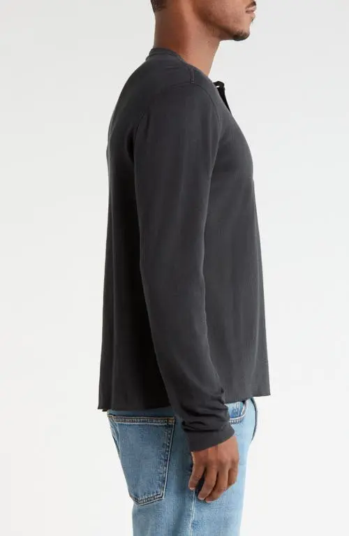 Rag & Bone Textured Knit Long Sleeve Henley - Black