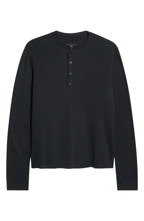 Rag & Bone Textured Knit Long Sleeve Henley - Black