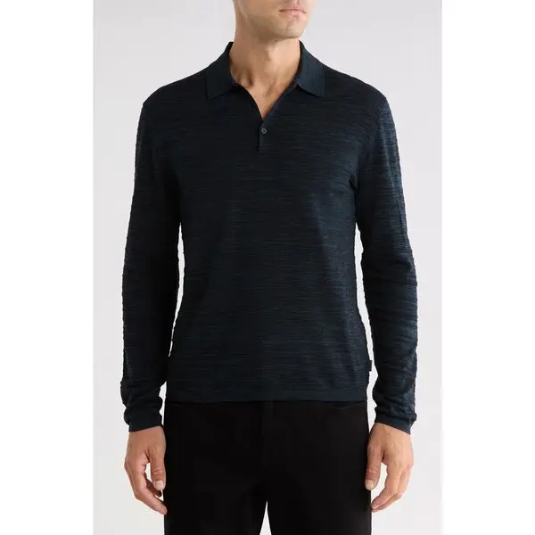 John Varvatos Hughs Long Sleeve Marl Stitch Polo