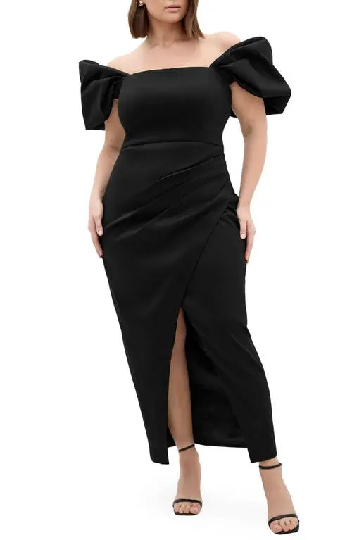 City Chic Elyse Off The Shoulder Dress - Black