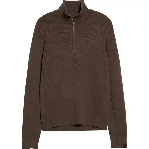 Rag & Bone Danton Quarter Zip Cotton Sweater - Stonewall