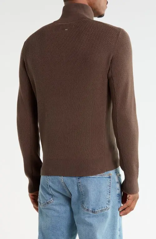 Rag & Bone Danton Quarter Zip Cotton Sweater - Stonewall