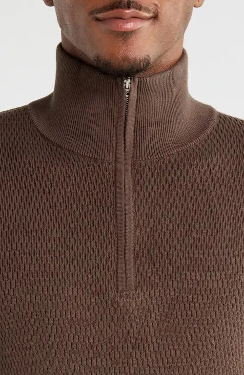 Rag & Bone Danton Quarter Zip Cotton Sweater - Stonewall