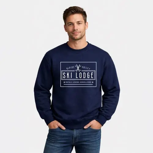 SIMPLY SAGE MARKET Alpine Valley Ski Lodge Graphic Sweatshirt - True Navy