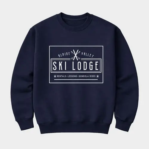 SIMPLY SAGE MARKET Alpine Valley Ski Lodge Graphic Sweatshirt - True Navy