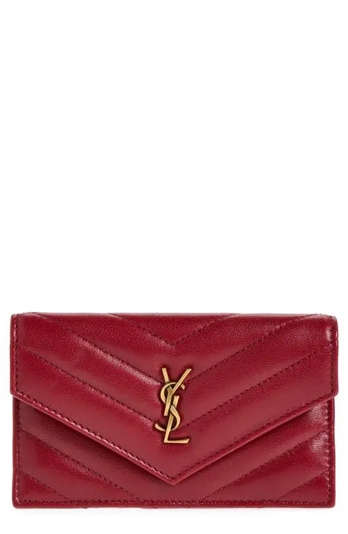 Saint Laurent Cassandre Matelass Leather Card Case - Deeply Red