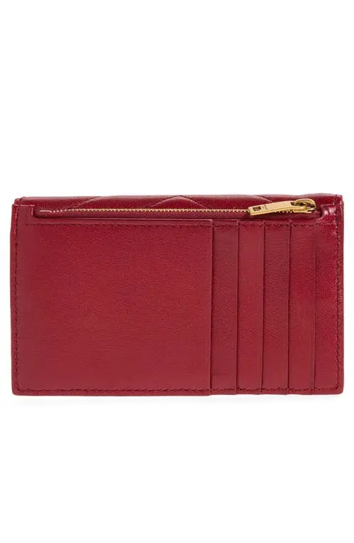 Saint Laurent Cassandre Matelass Leather Card Case - Deeply Red
