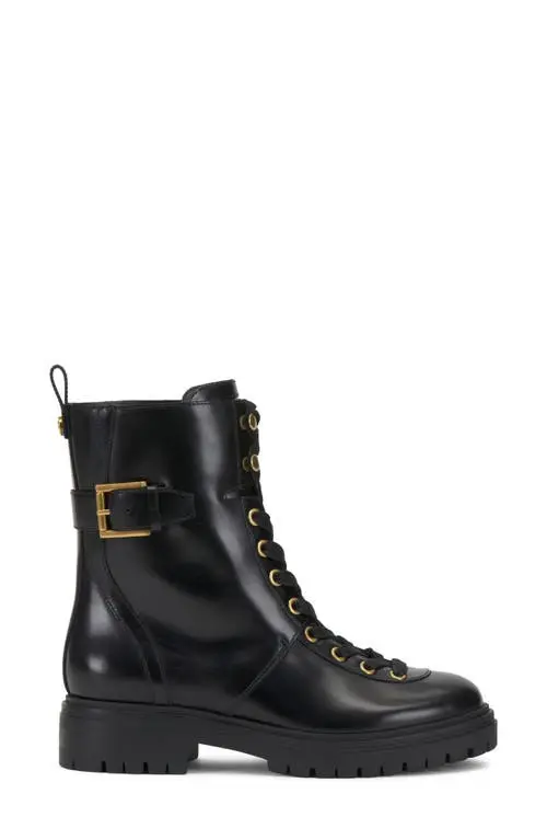 Vince Camuto Becinda Leather Combat Boot - Black