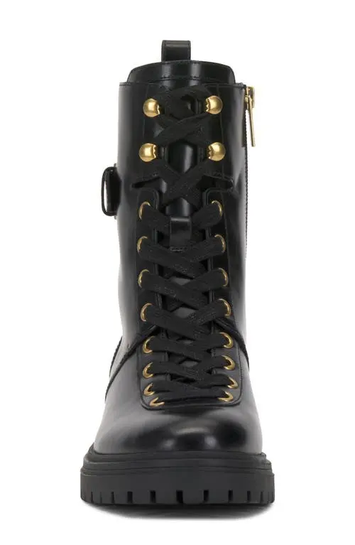 Vince Camuto Becinda Leather Combat Boot - Black