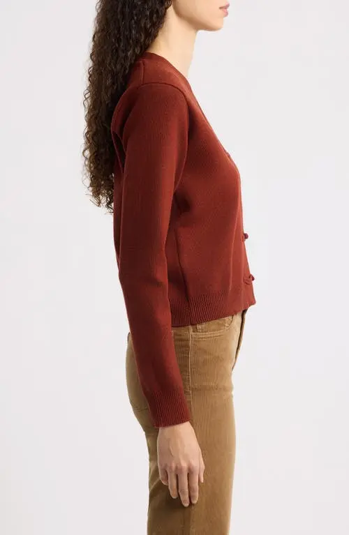 Mango Toggle Front Knit Cardigan - Russet
