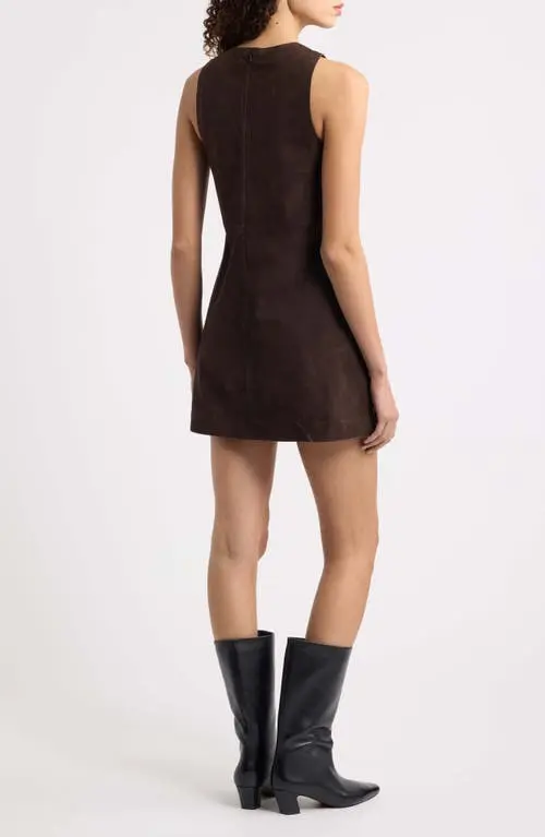 Theory Leather Sleeveless Shift Minidress