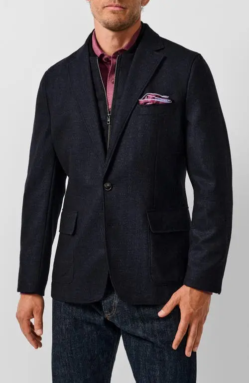 David Donahue Jeremy Wool Tweed Hybrid Soft Coat - Navy