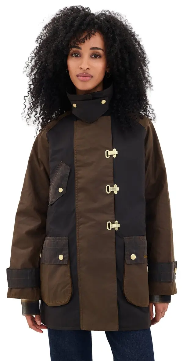 Barbour Felton Checked Wax Jacket - Rustic/bark/muted